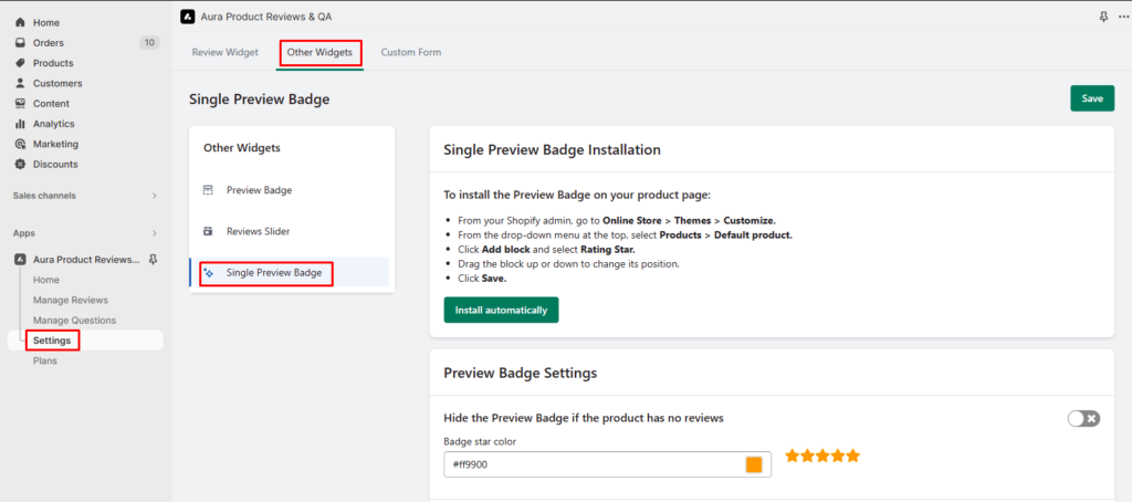 Customize Single Preview Badge options - Fivesdots